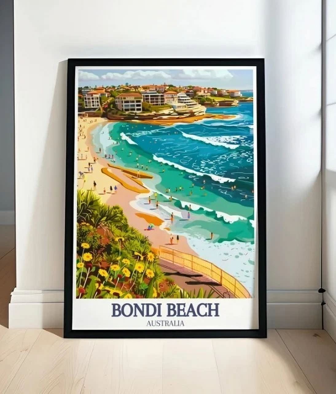 Bondi Beach Travel Poster - Bondi To Coogee Coastal Walk Art NO FRAMED ...