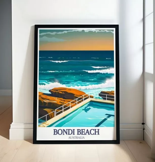 Bondi Beach Wall Art - Bondi Icebergs Pool Travel Poster NO FRAMED ...