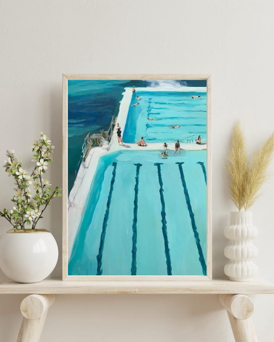 Bondi Icebergs Pool Aerial Swimming Wall Art Coastal Teal Ocean Sydney ...