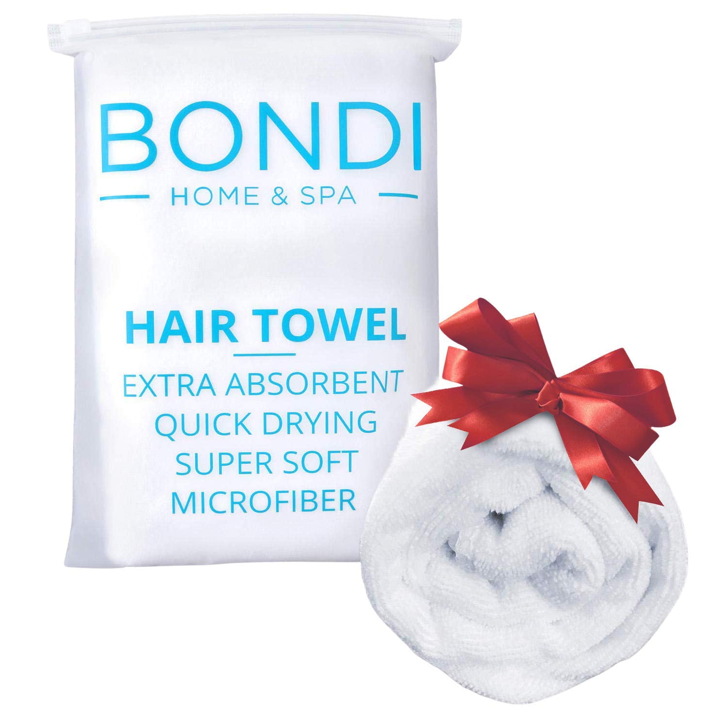 Bondi SPA Microfiber Hair Towel - Dries Hair 50% Faster - Anti-Frizz Towel for Long or Curly ...