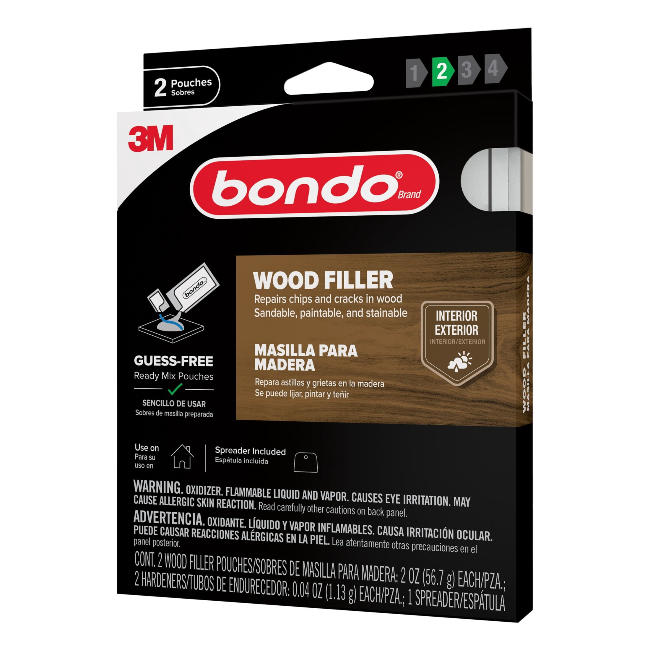 Bondo Wood Filler, Ready Mix Pouches, 2 oz., 2 Pack - Walmart.com