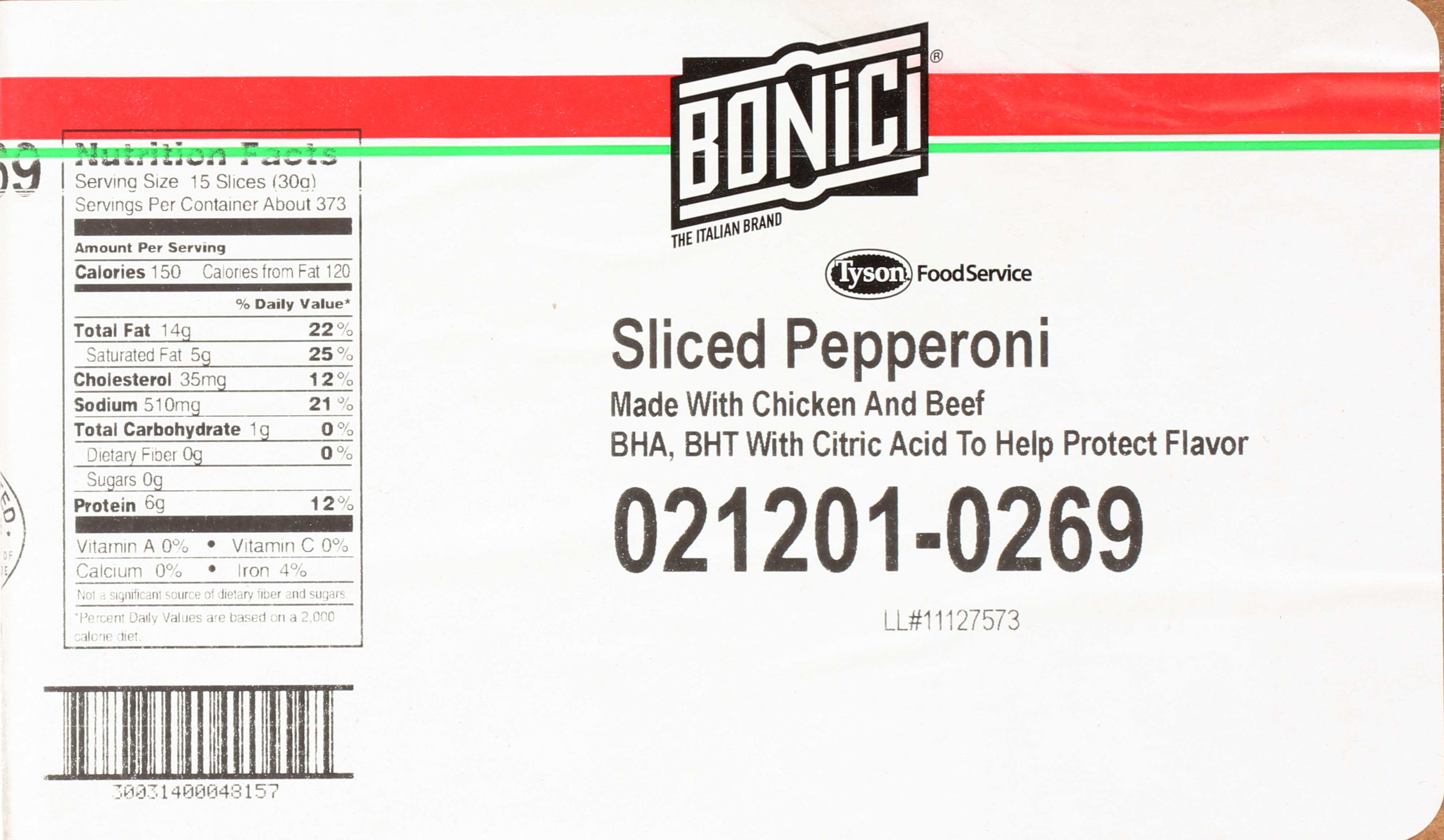 Bonduelle Bonici Chicken and Beef Sliced Pepperoni, 12.5 Pound -- 2 per ...