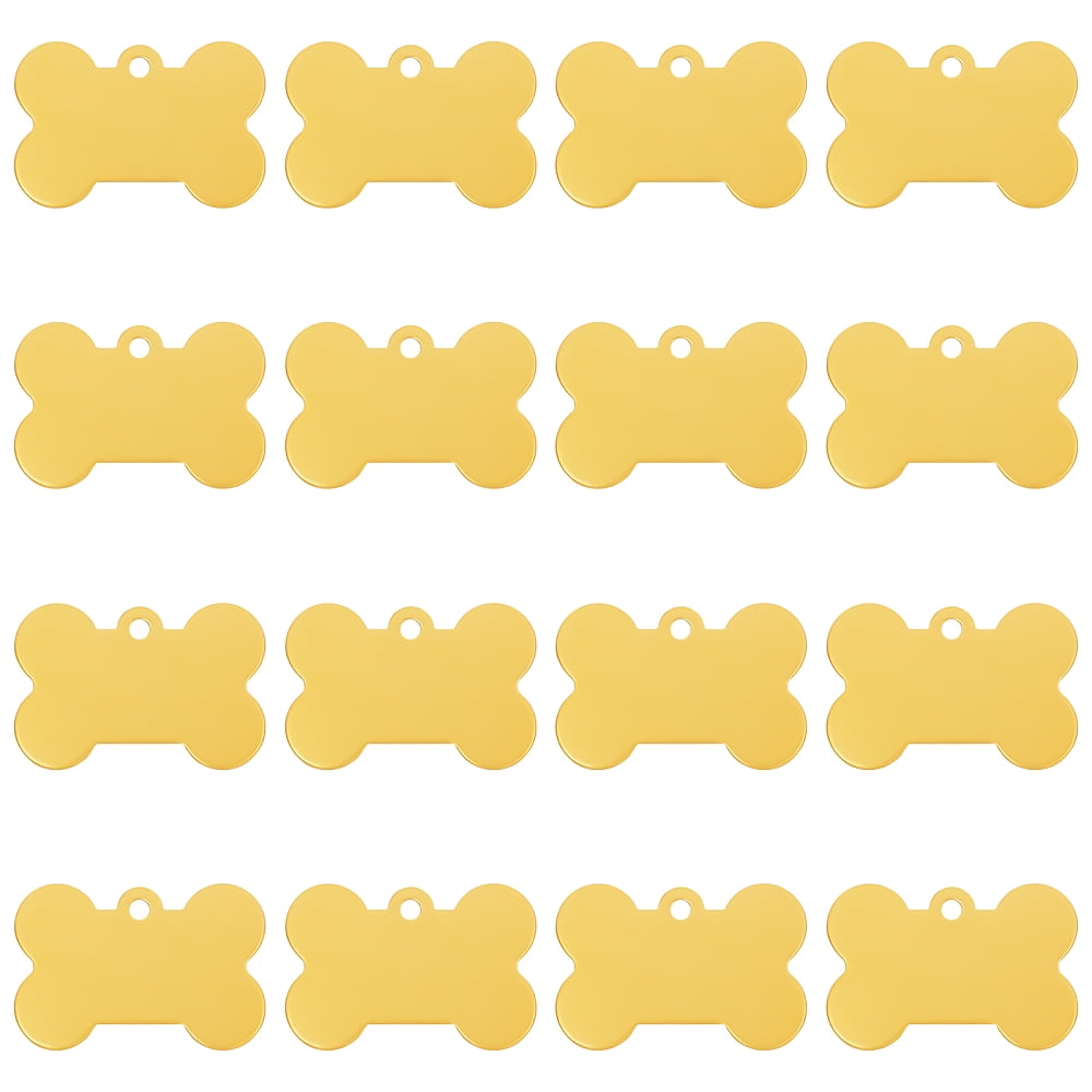 Bone Aluminium Pendants Stamping Blank Tag Bone Gold 25x38x1mm Hole ...