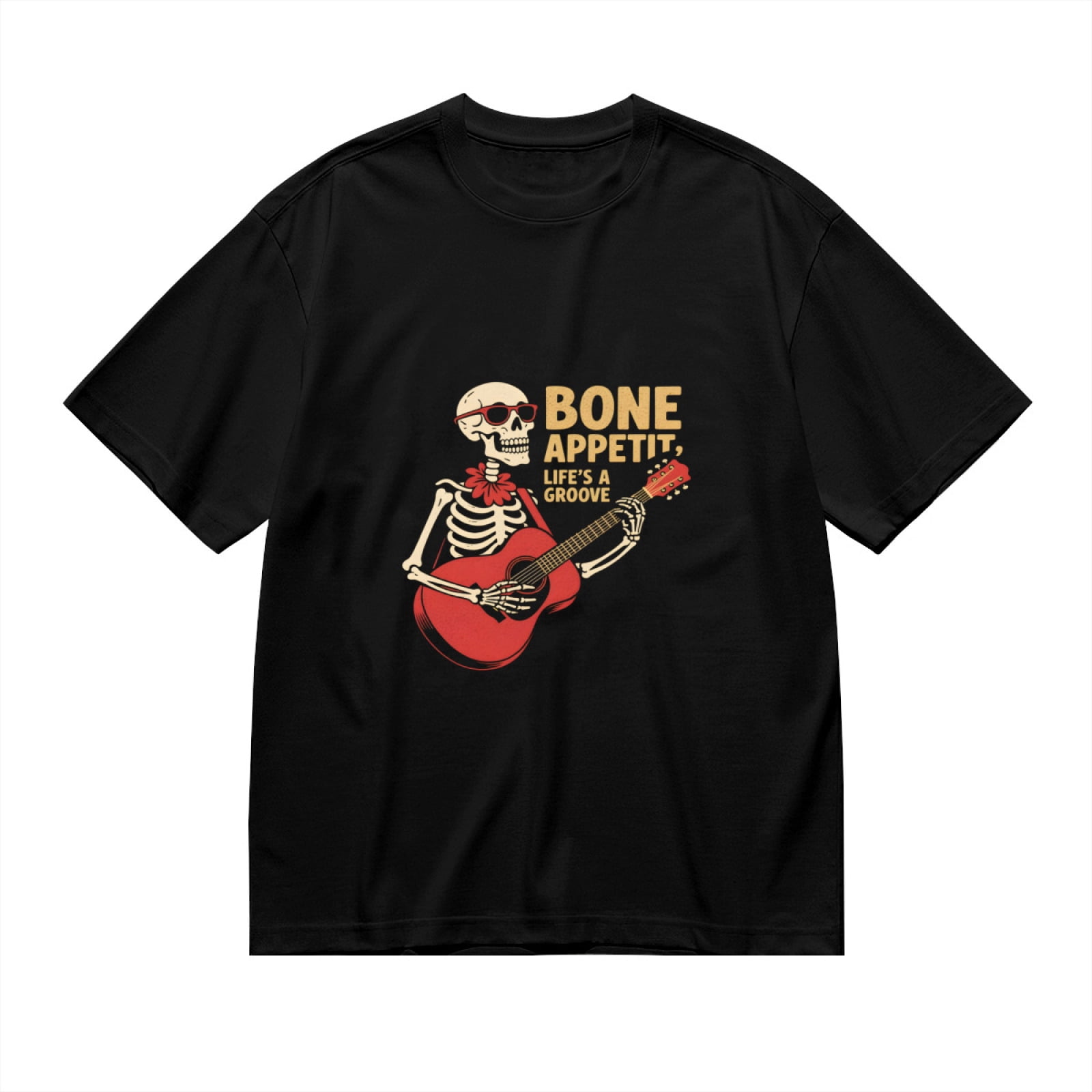 Bone Appetit, Life'S A Groove, Skeleton Print 1, T Shirt for Men ...