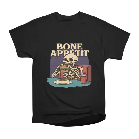 Bone Apptit Skeleton Diner Humor T-Shirt Tee Gift For Him Merch For Her ...