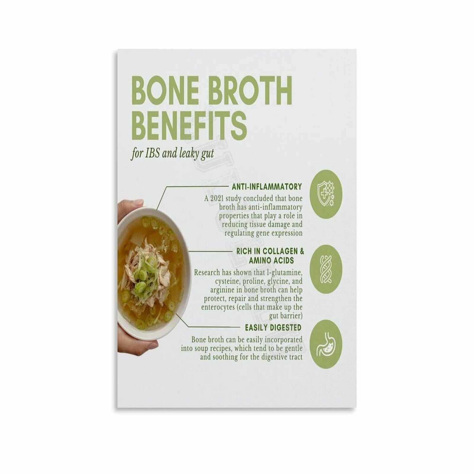 Bone Broth Benefits For Ibs And Leaky Gut Poster Healthy Food Canvas ...