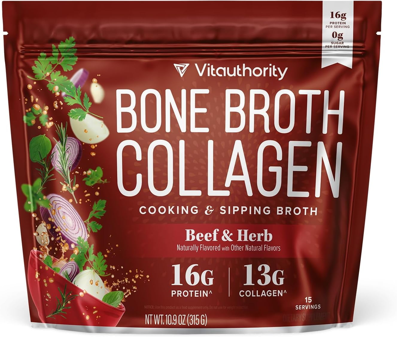 Bone Broth Collagen Powder 16g Collagen Protein per Serving Supports ...