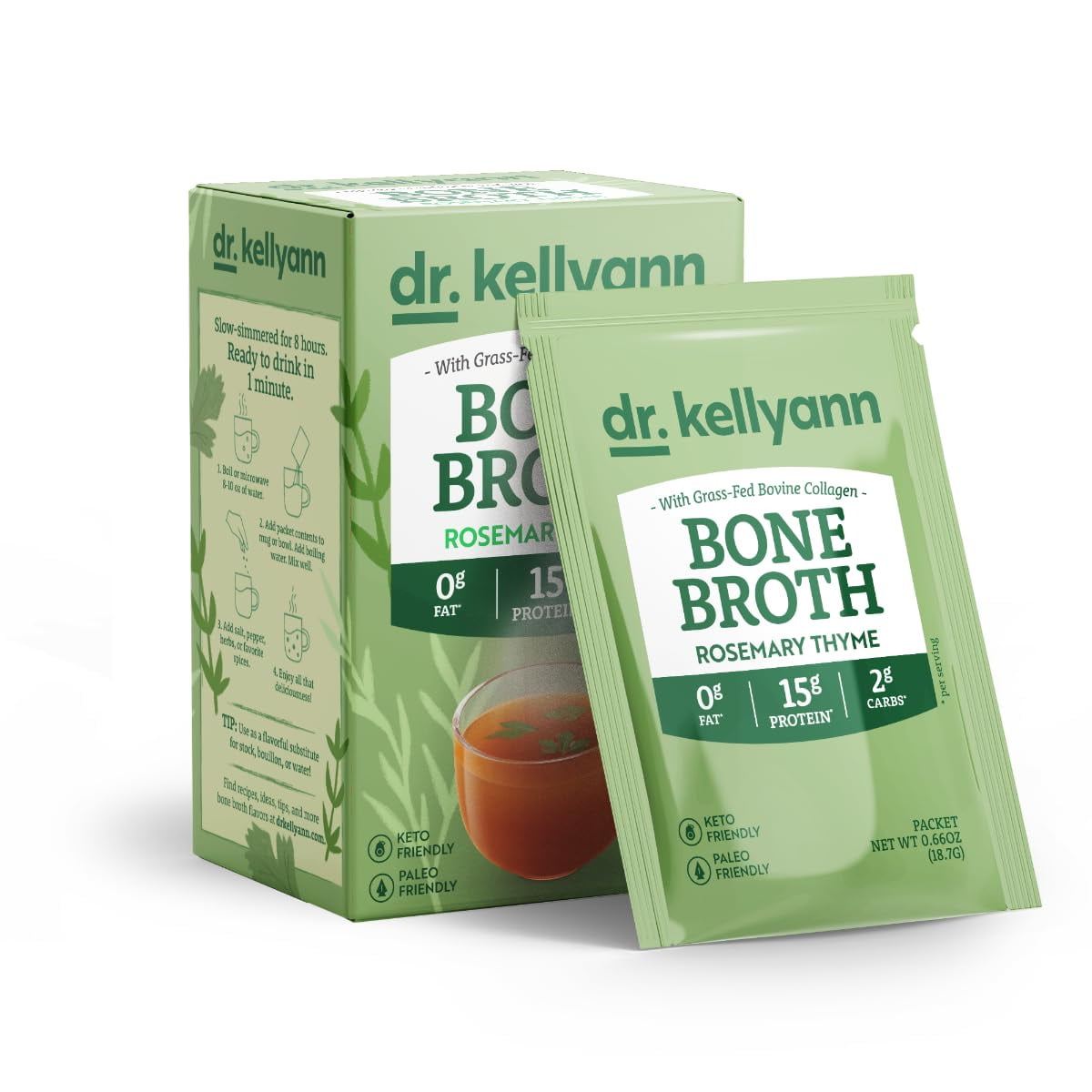 Bone Broth Packets, Rosemary Thyme - 7 Servings, Chicken Broth with 100 ...