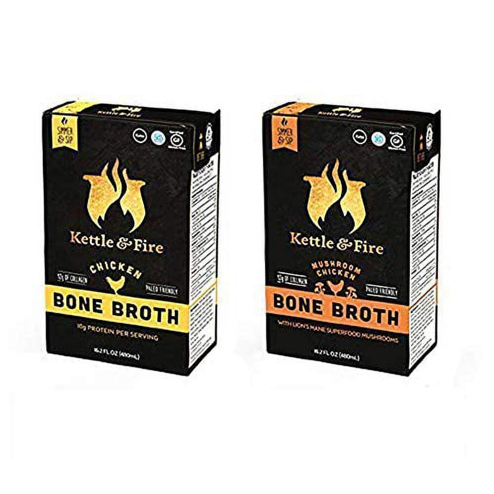 Bone Broth Variety Pack, Mushroom Chicken and Chicken by Kettle and ...