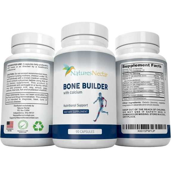 Natures Nectar Bone Builder Supplements - Bone Health Support with ...