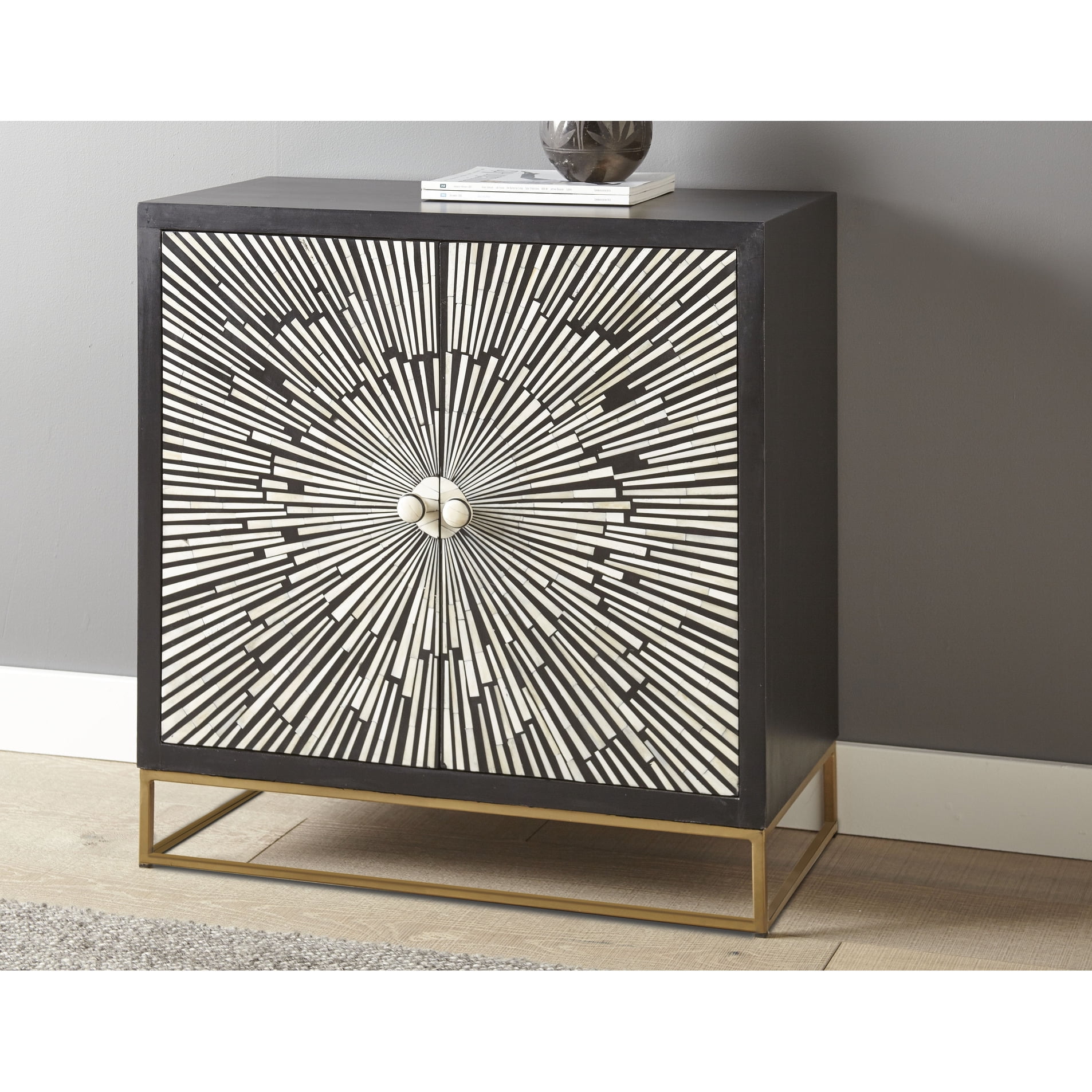 Bone Cabinet - Black, Art Accent With Shelves For Electronics, Sweaters ...