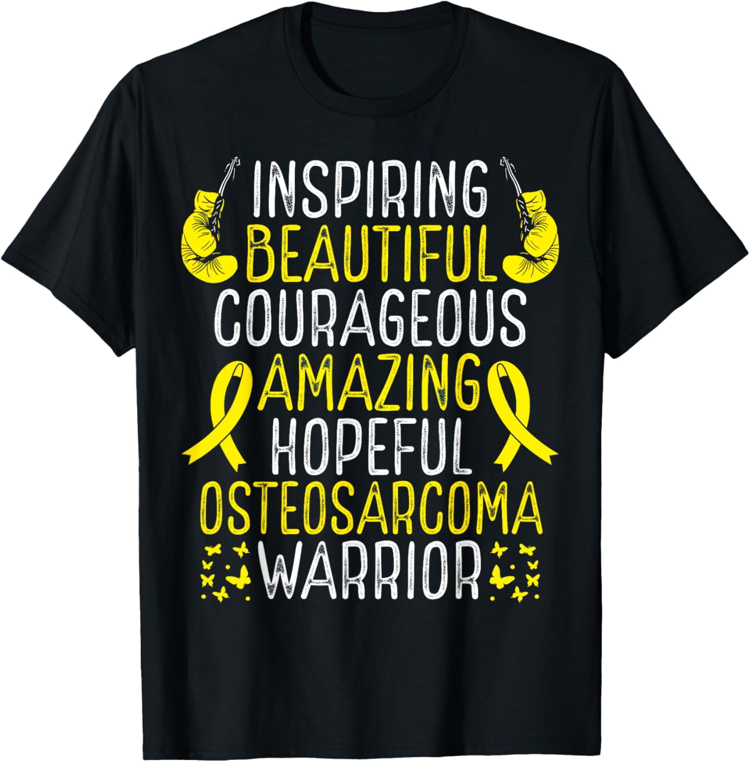 Bone Cancer Warrior Fighter Osteosarcoma Awareness Ribbon T-Shirt ...