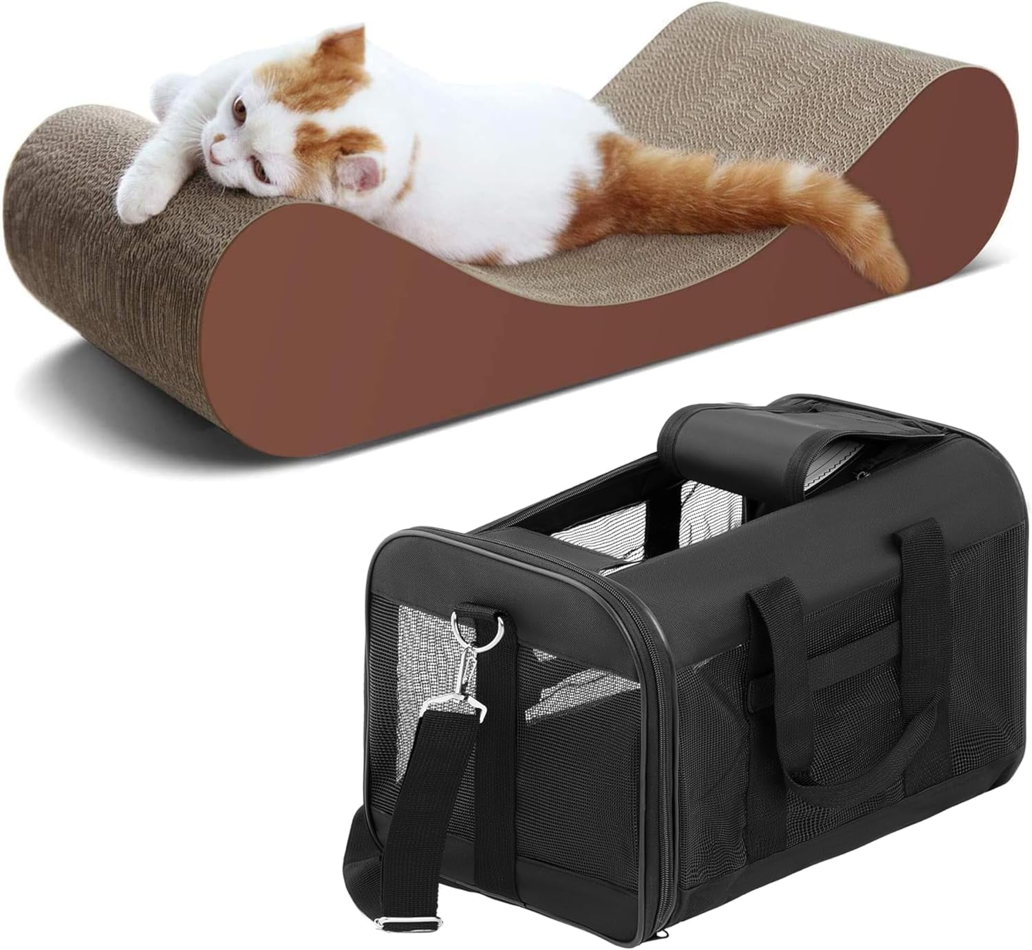 Bone Cat Scratcher Cardboard Lounge Bed and Pet Travel Carrier Soft ...