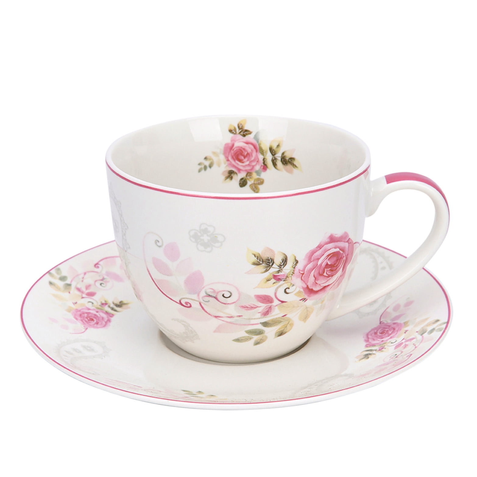 Bone China Kitchen Teacups Floral Tea Cups Rose Garden Tea Cup w ...