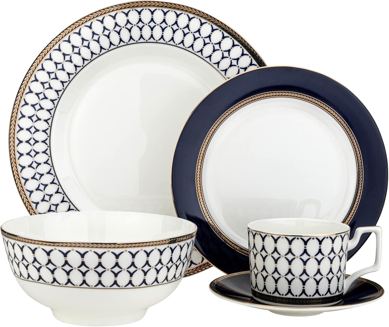 Elegant Bone China Porcelain Dining Dishware Set, Service for 4 ...