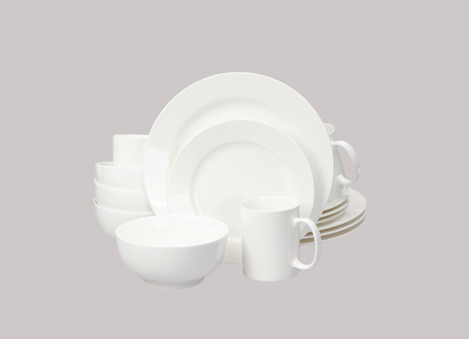 Bone China Rim Shape, Elegance White 16pc Dinnerware Set - Walmart.com