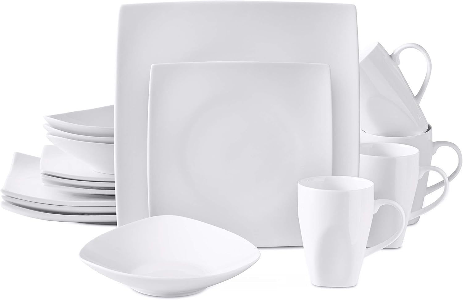 Bone China Square Shape, Elegance White 16pc Dinnerware Set - Walmart.com