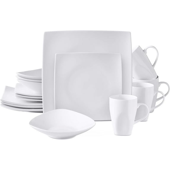 Bone China Square Shape, Elegance White 16pc Dinnerware Set - Walmart.com