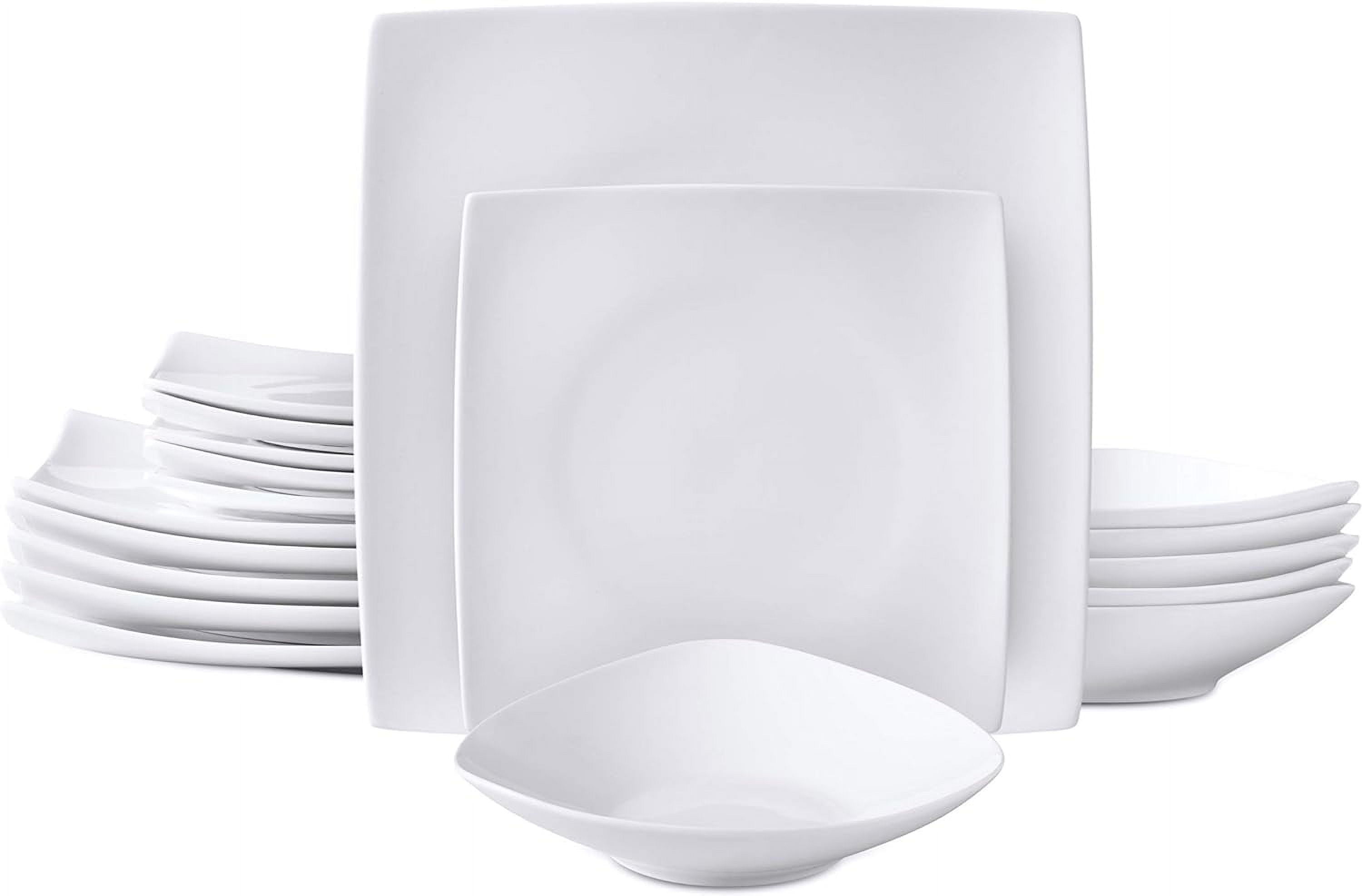 Bone China Square Shape, Elegance White 18pc Dinnerware Set - Walmart.com
