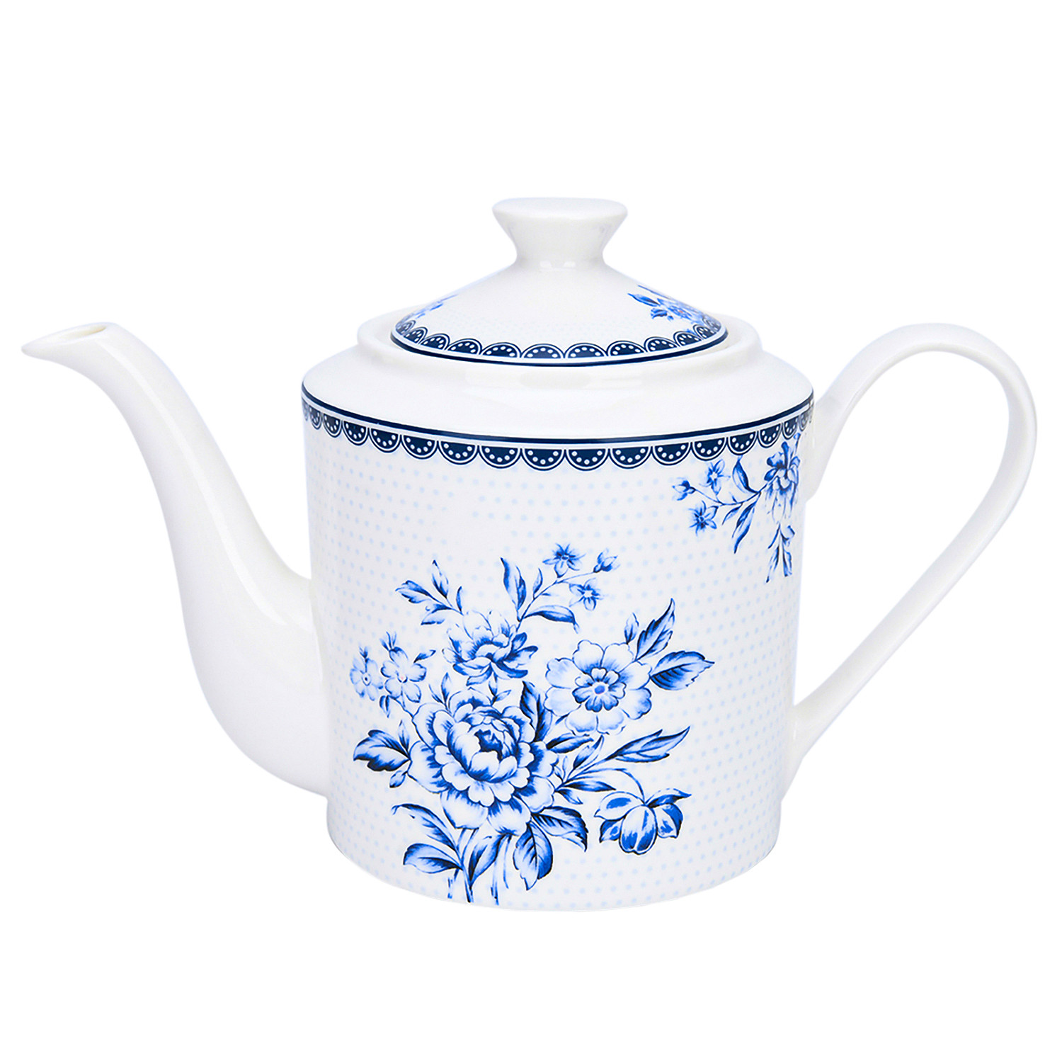 Bone China Teapot Floral Teapot 1.15-qt. (1.1 L) Vintage Indigo Tea Pot ...