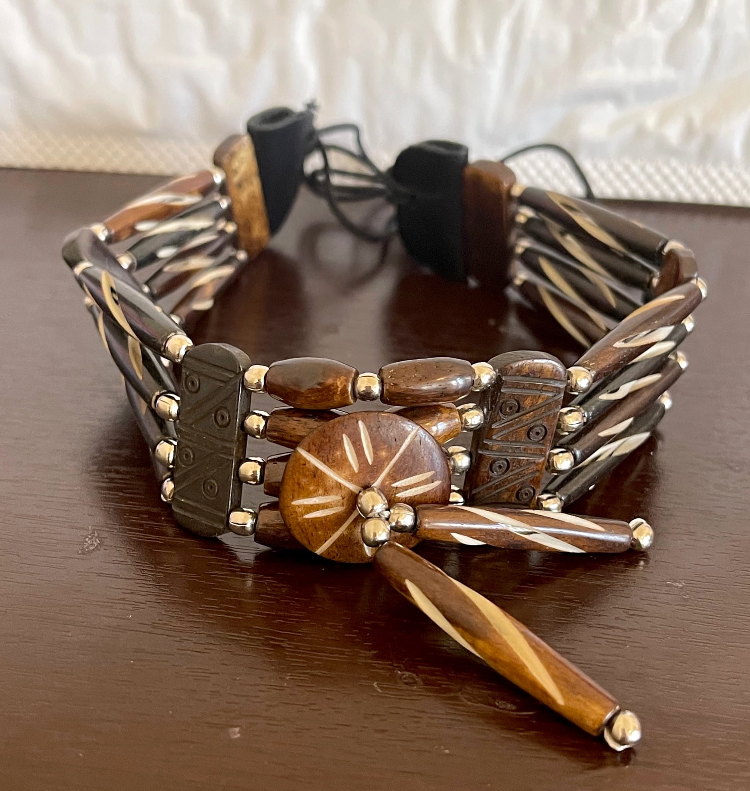 Bone Choker Necklace Hair Pipes with Bone Center Piece Adjustable ...