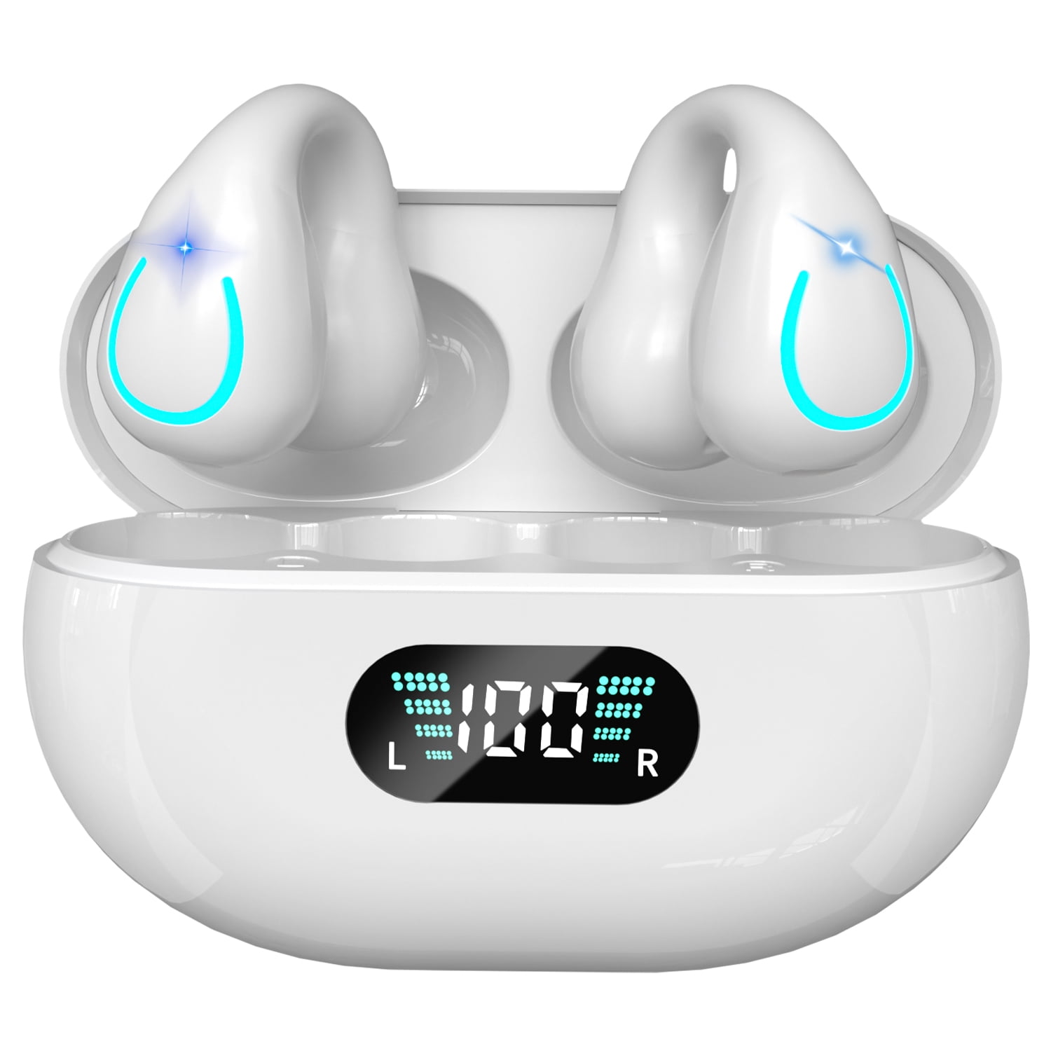 Bone Conduction Earbuds Clip on Earbuds, Open Ear Earbuds Bluetooth 5.3 ...