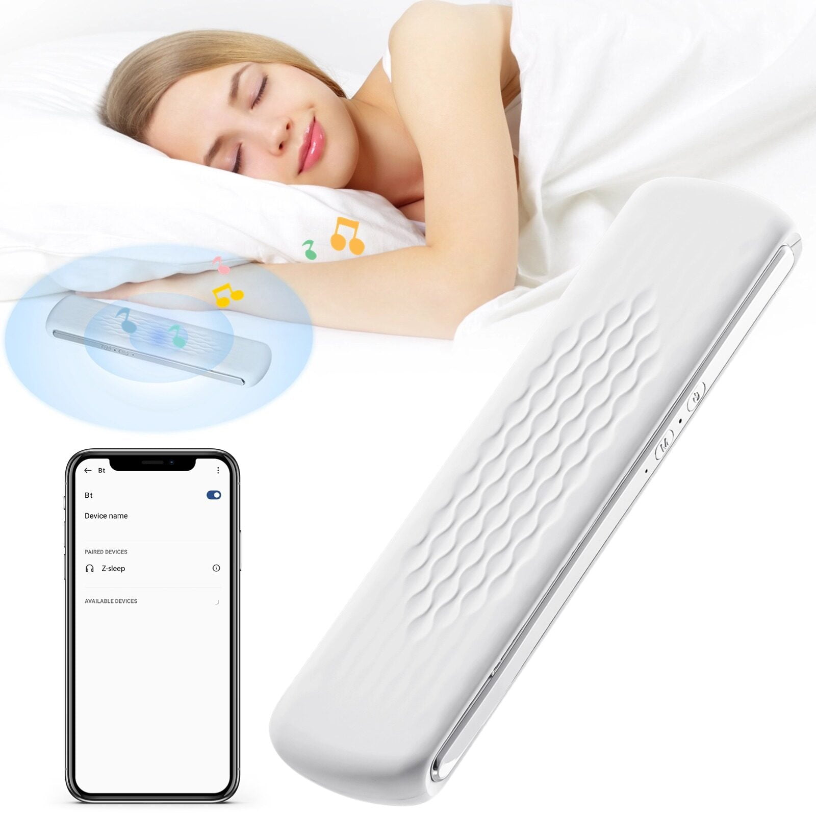 Bone Conduction Pillow Speaker, Under Pillow BT Speaker for Side ...