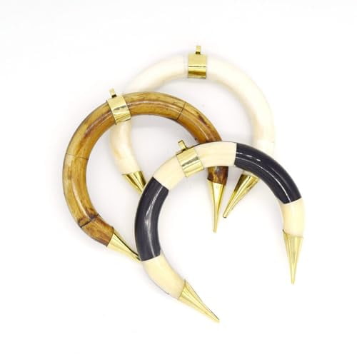 Bone Crescent Pendant | Thick Double Ended Crescent Shaped Natural Ox ...