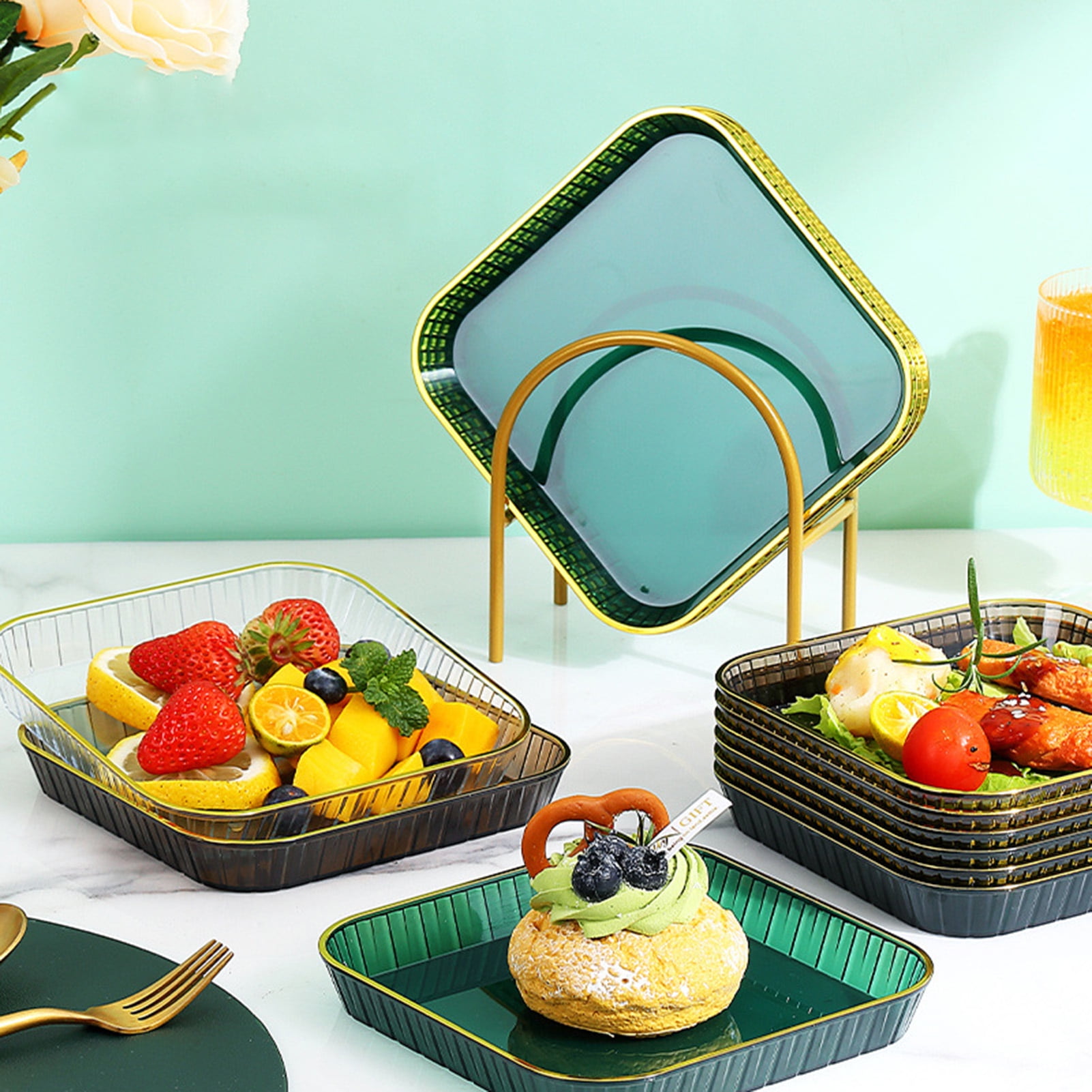 Bone Dish Stackable Square Thick Clear Waterproof Tableware Plastic ...