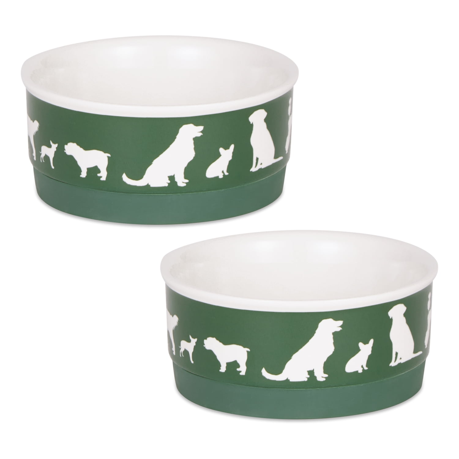 DII Pet Bowl Dog Show Hunter Green Small 4.25Dx2H (Set of 2) - Walmart.com