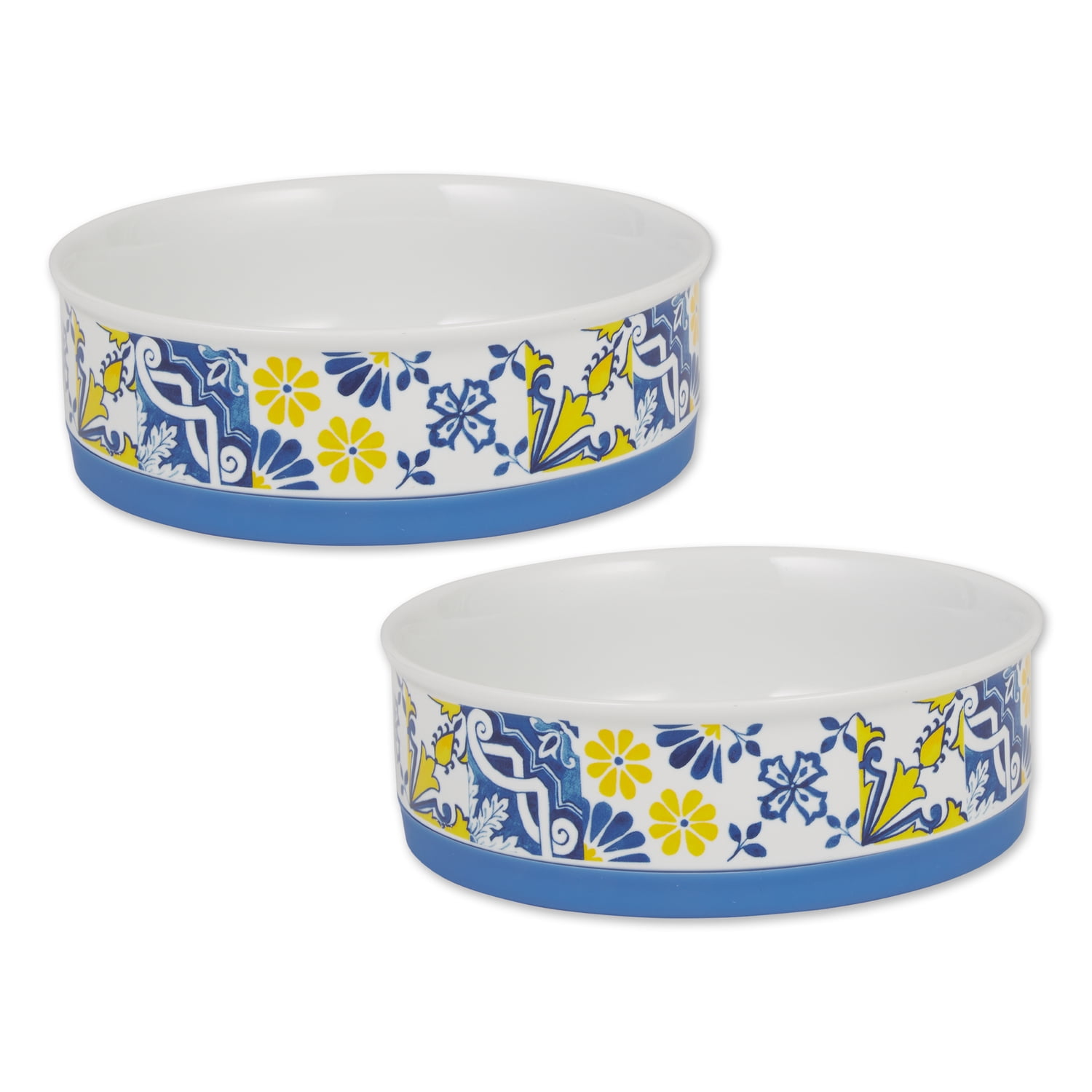 Pet Bowl Portuguese Azulejos Large 7.5Dx2.4H (Set of 2) - Walmart.com