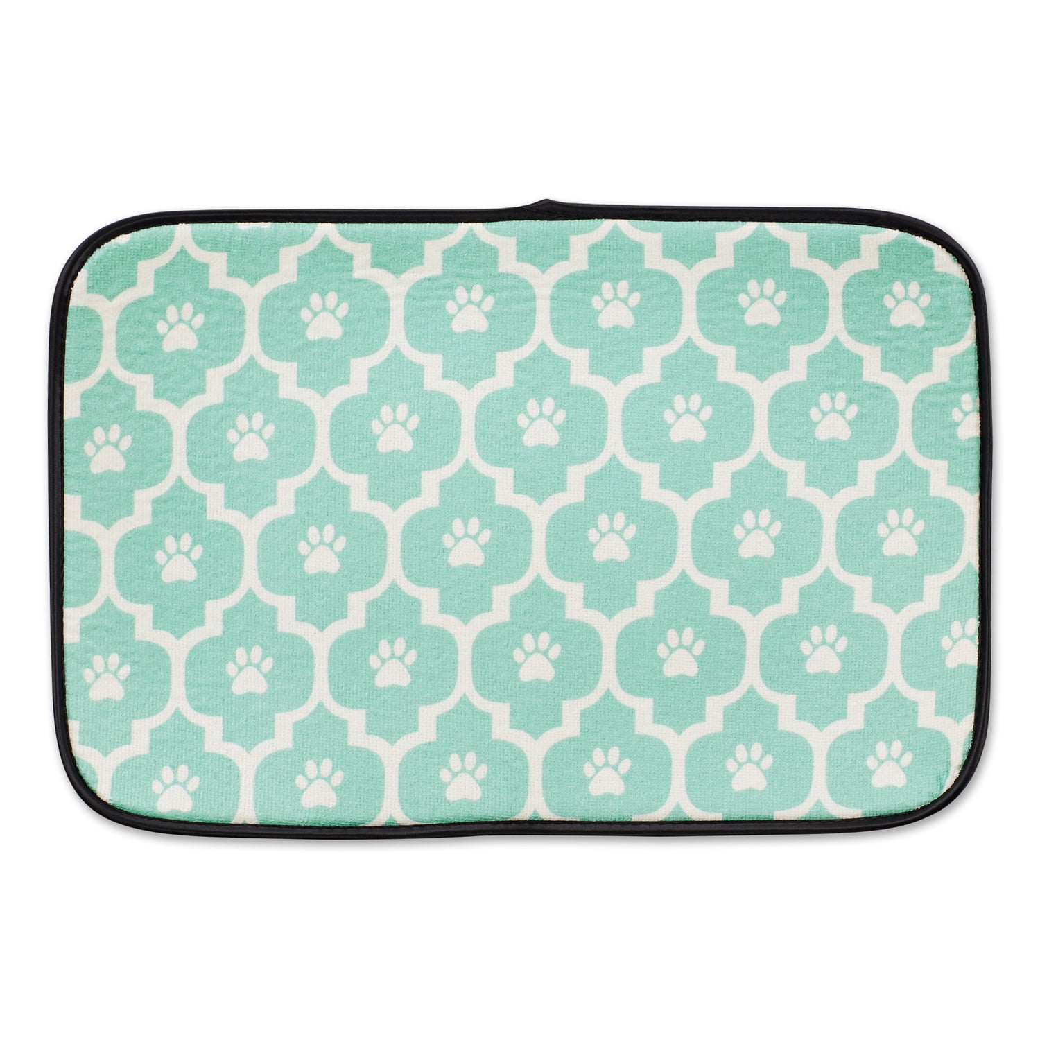 Aqua and Off White Lattice Paw Pet Mat - Walmart.com