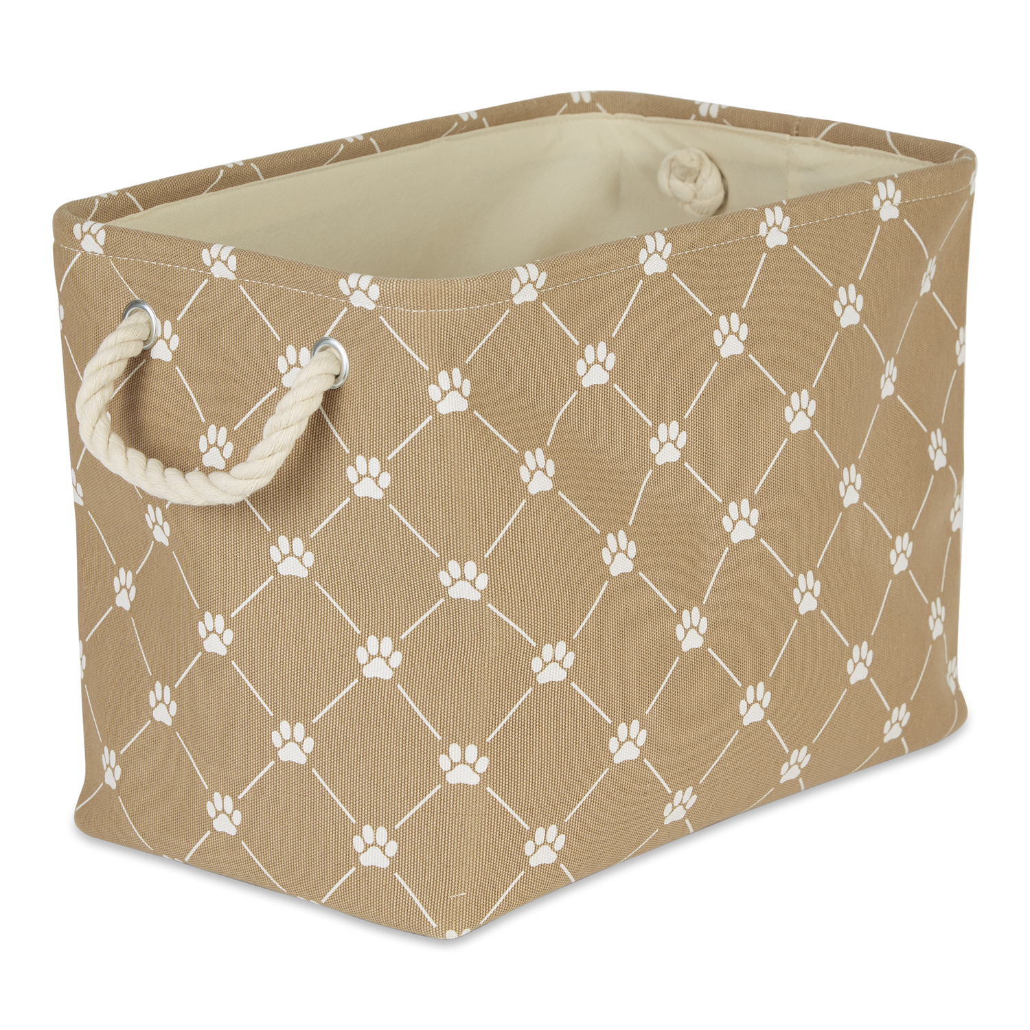Polyester Pet Bin Trellis Paw Taupe Rectangle Small - Walmart.com