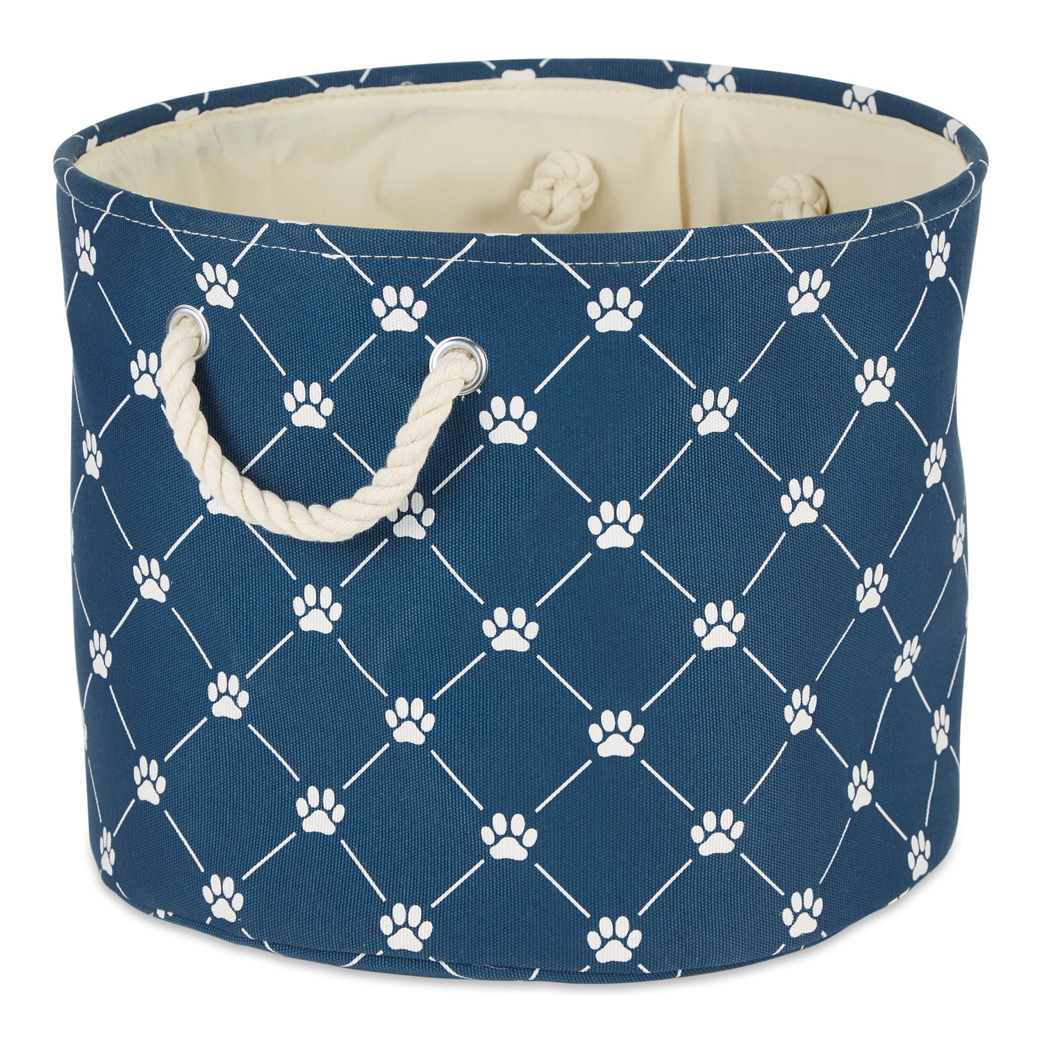 Bone Dry Pet Storage Collection Paw and Bone, Small Round, 9x12x12 ...