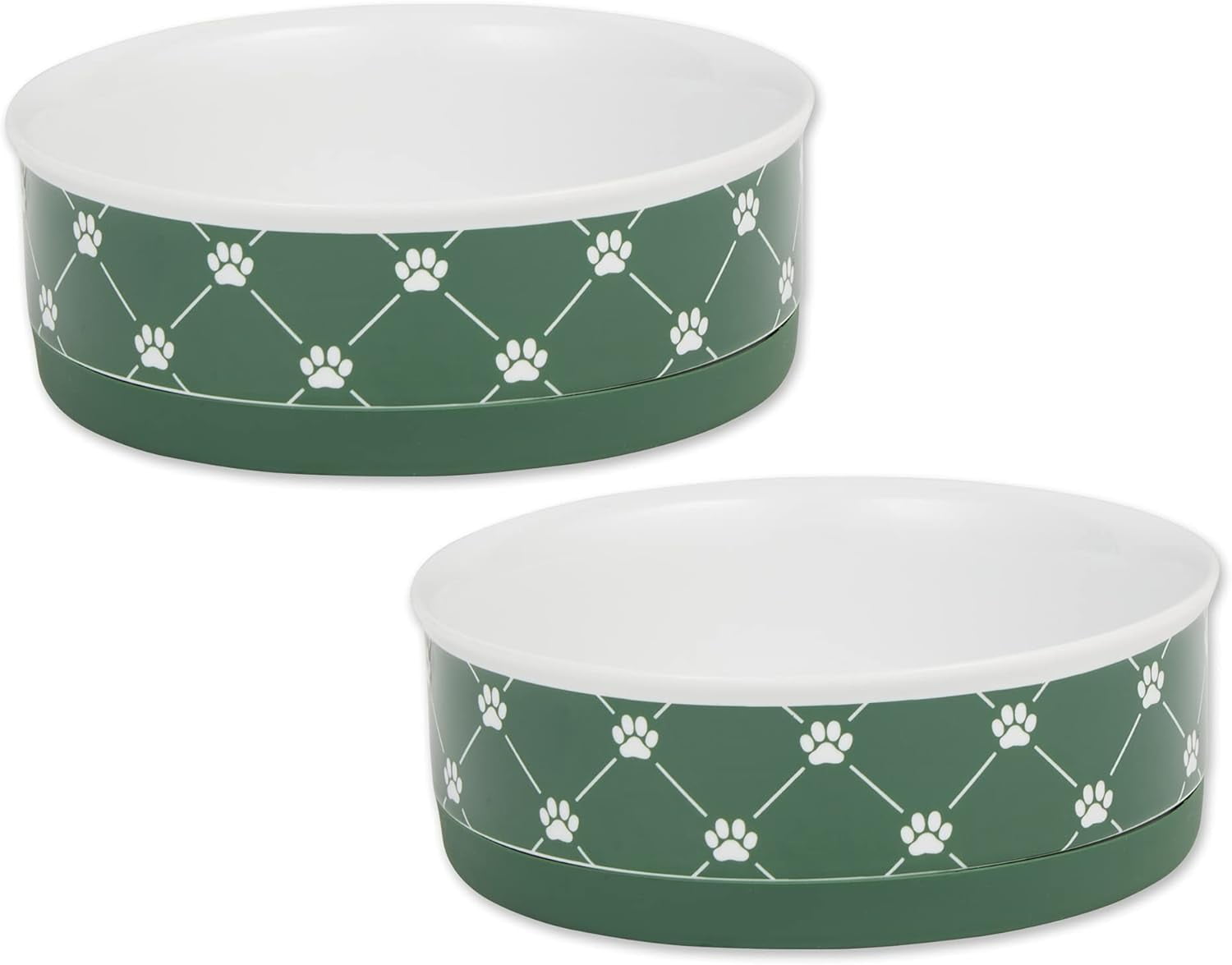 Bone Dry Trellis Paw Print Pet Bowl Set Microwave & Dishwasher Safe ...