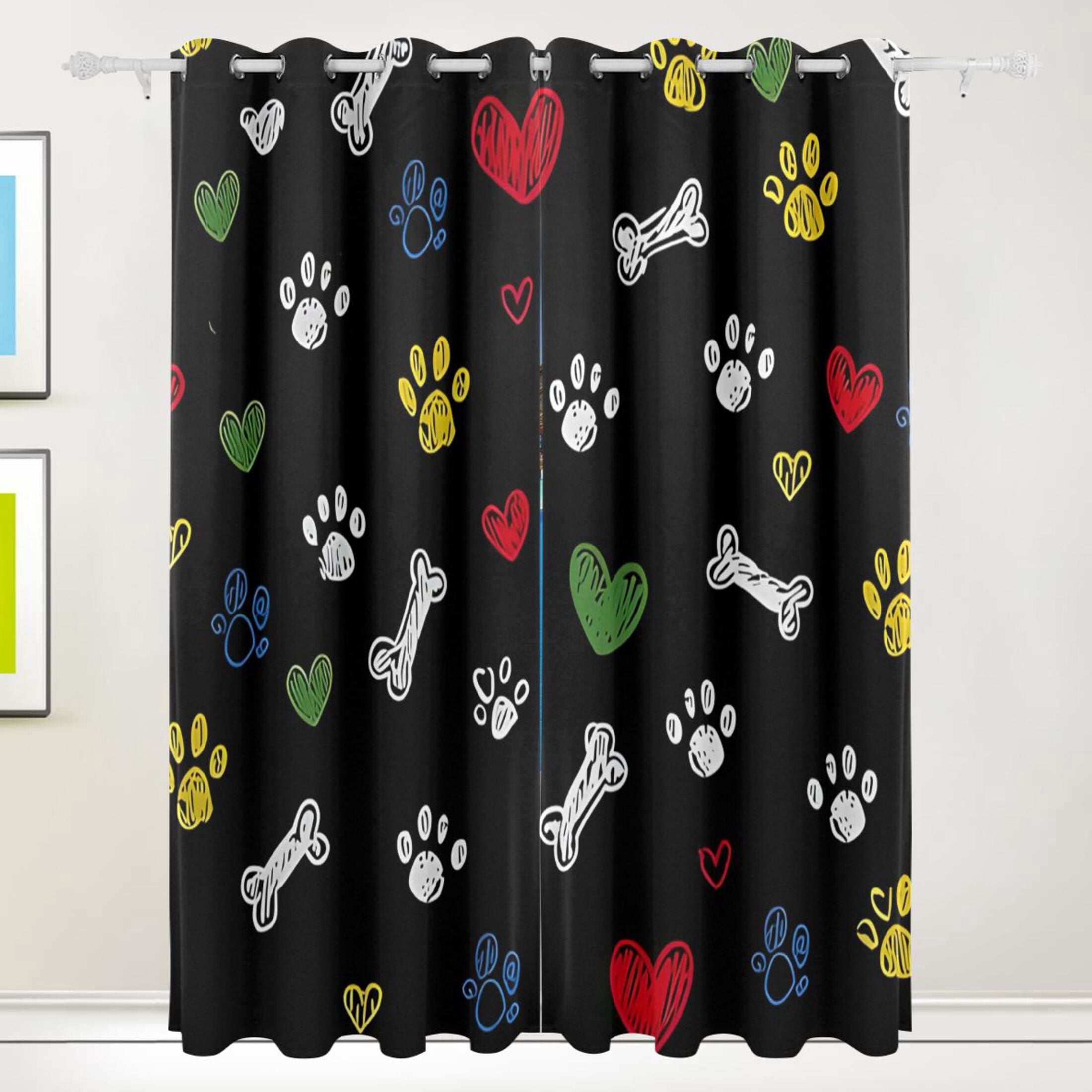 Bone Footprints Blackout Curtains 55W x 72 Living Room Bedroom Curtains ...