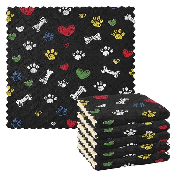 Bone Footprints Kitchen Cloth Dish Towels for Drying Washing Absorbent ...