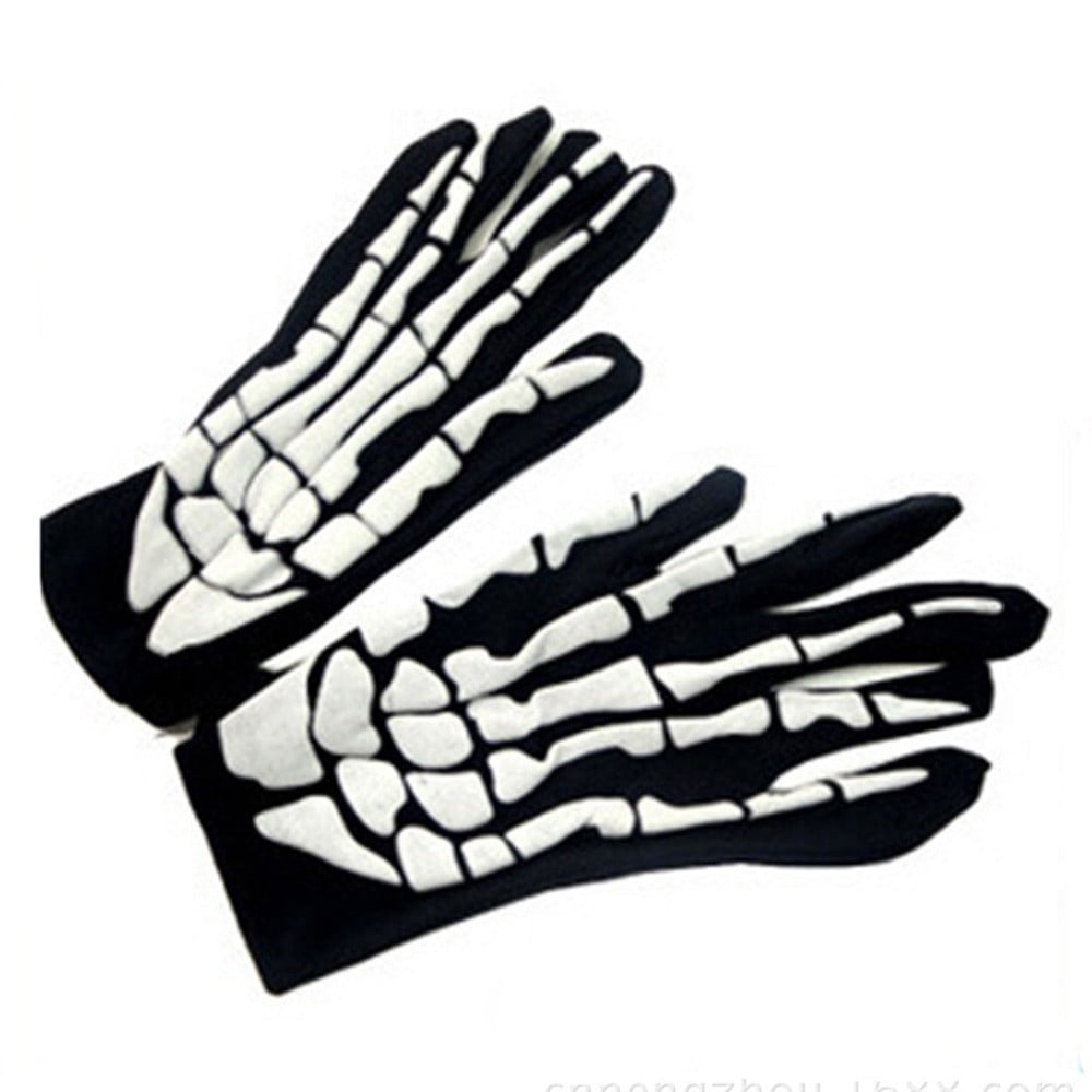 Bone Goth Full Skeleton Gloves Halloween Horror Gloves - Walmart.com