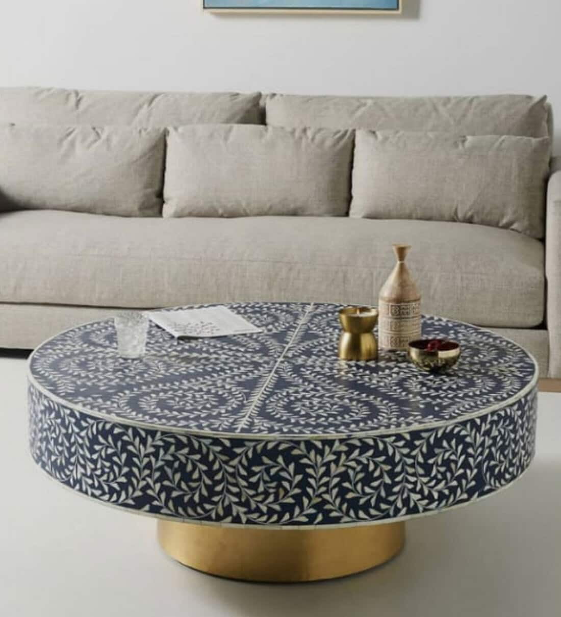 Bone Inlay Cleo Coffee Table in Blue Colour - Walmart.com