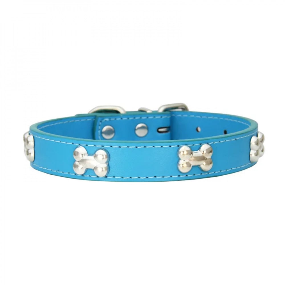 Bone Leather Durable Pet Dog Collars Puppy Pug Collars for Small Large ...