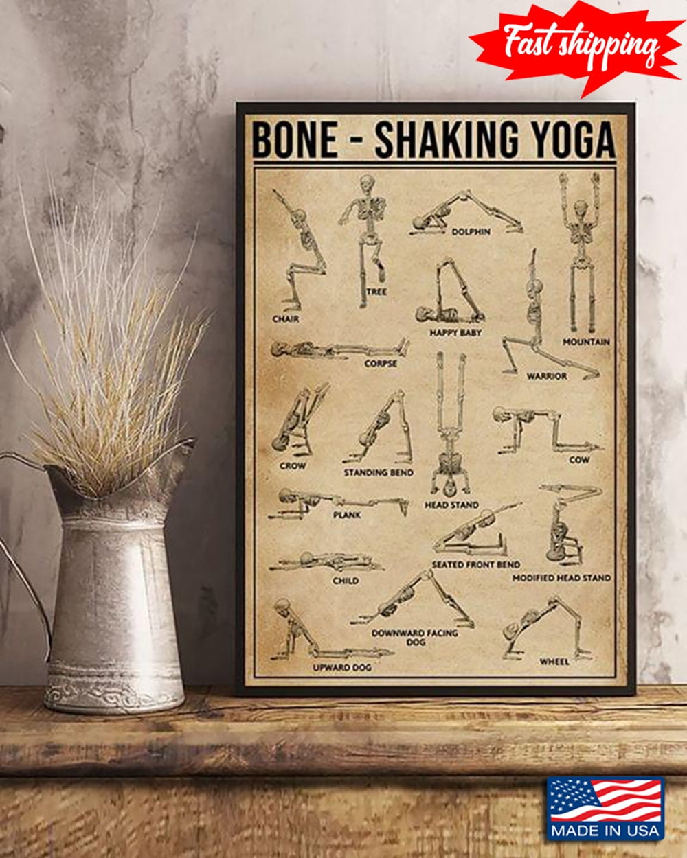 Bone-Shaking Yoga 16 x 24 Inch Poster - Walmart.com