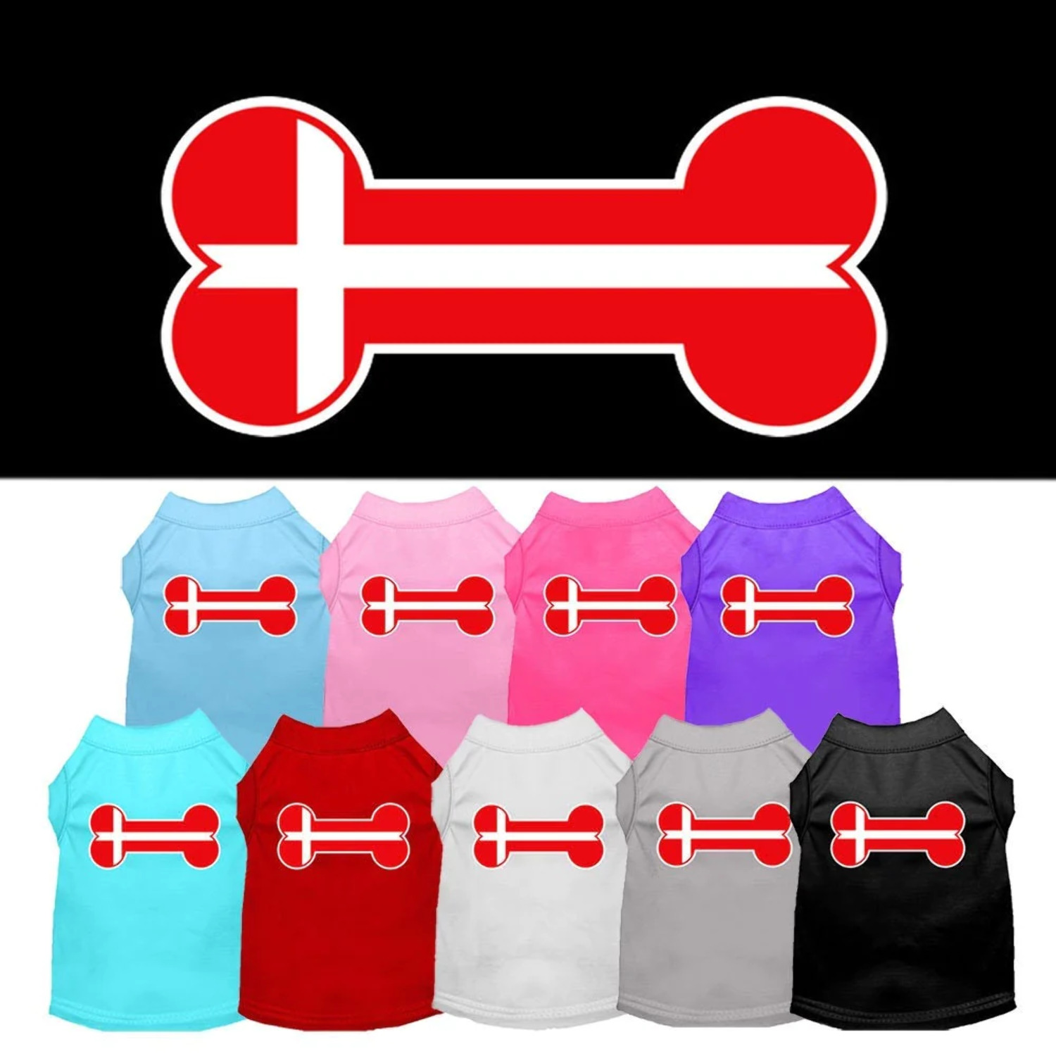 Pet Dog Cat Shirt Screen Printed, "Bone Flag Denmark" - Walmart.com