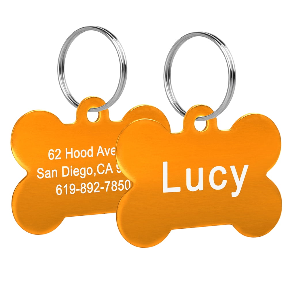 Bone Shaped Pet ID Tag Personalized Dog Cat Name Tags Anti-lost Free ...