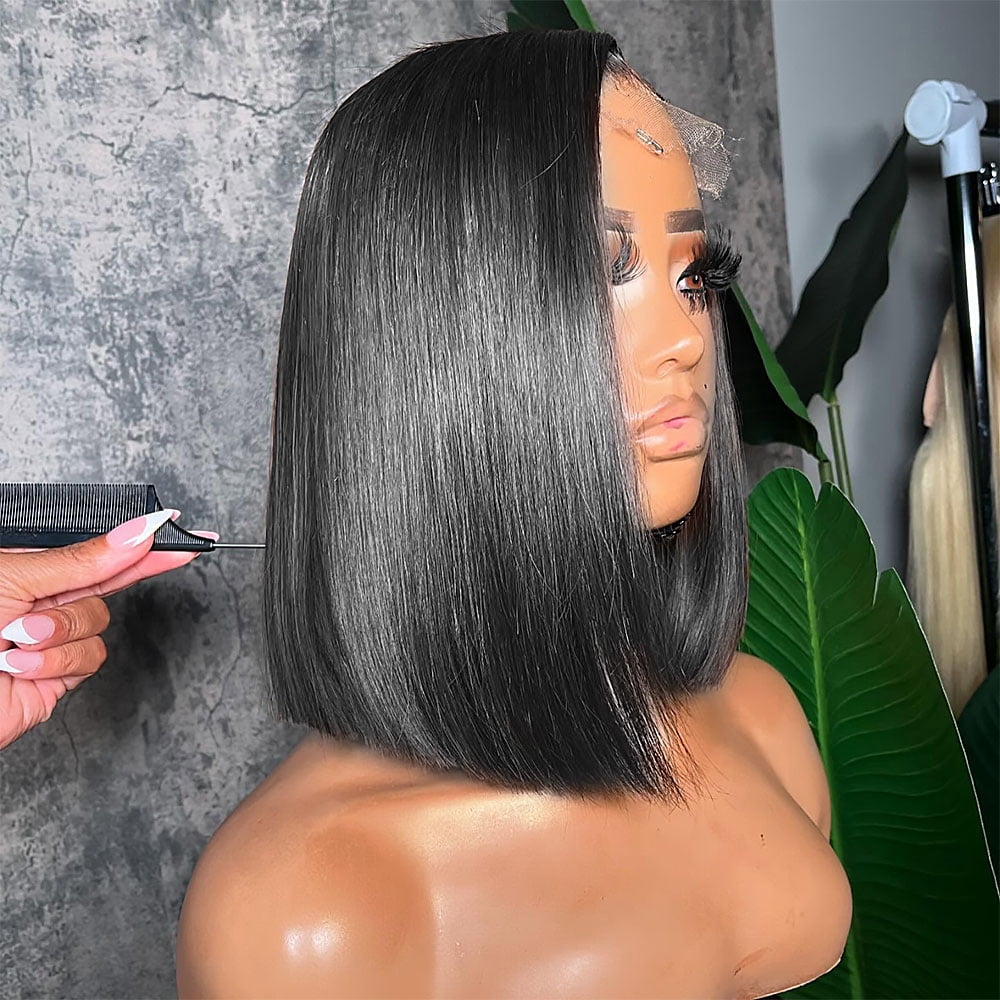Bone Straight 13x6 HD Lace Front Bob Wig Human Hair 14x4 Transparent ...