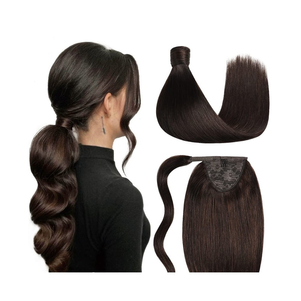 Bone Straight Ponytail Magic Paste Wrap Around Human Hair Ponytail Clip ...
