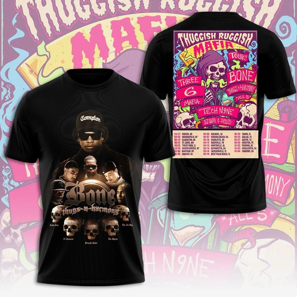 Bone Thugs-N-Harmony The Thuggish-Ruggish-Mafia Tour 2025 T-Shirt ...