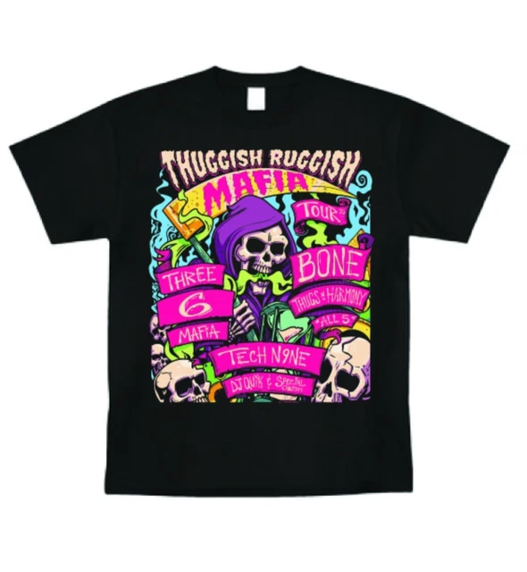 Bone Thugs x Three Six Mafia Thuggish Ruggish Mafia Tour T Shirt S-5XL ...