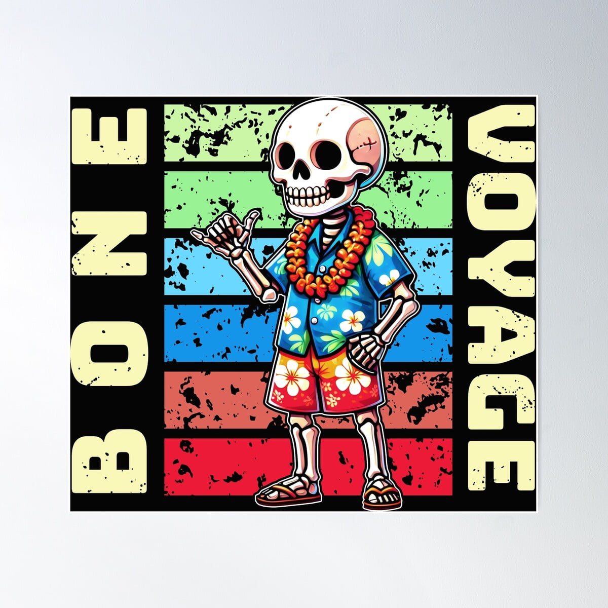 Bone Voyage: Skeletal Seaside Swing Poster Wall Art, Modern Wall Decor For Living Room Bedroom ...