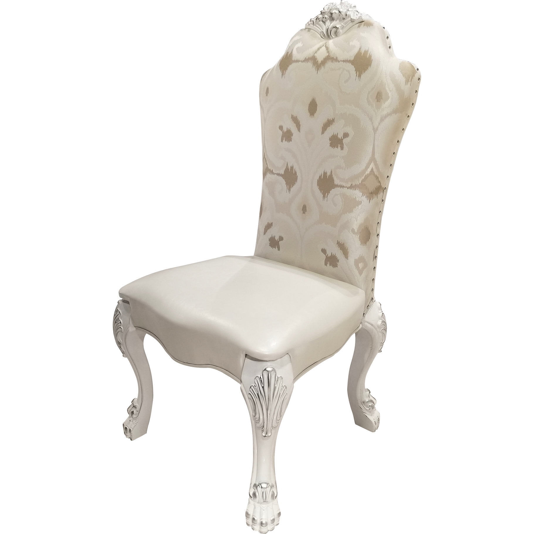 Bone White Finish Side Chairs+Ivory Fabric”-“Dining Room Decoration ...