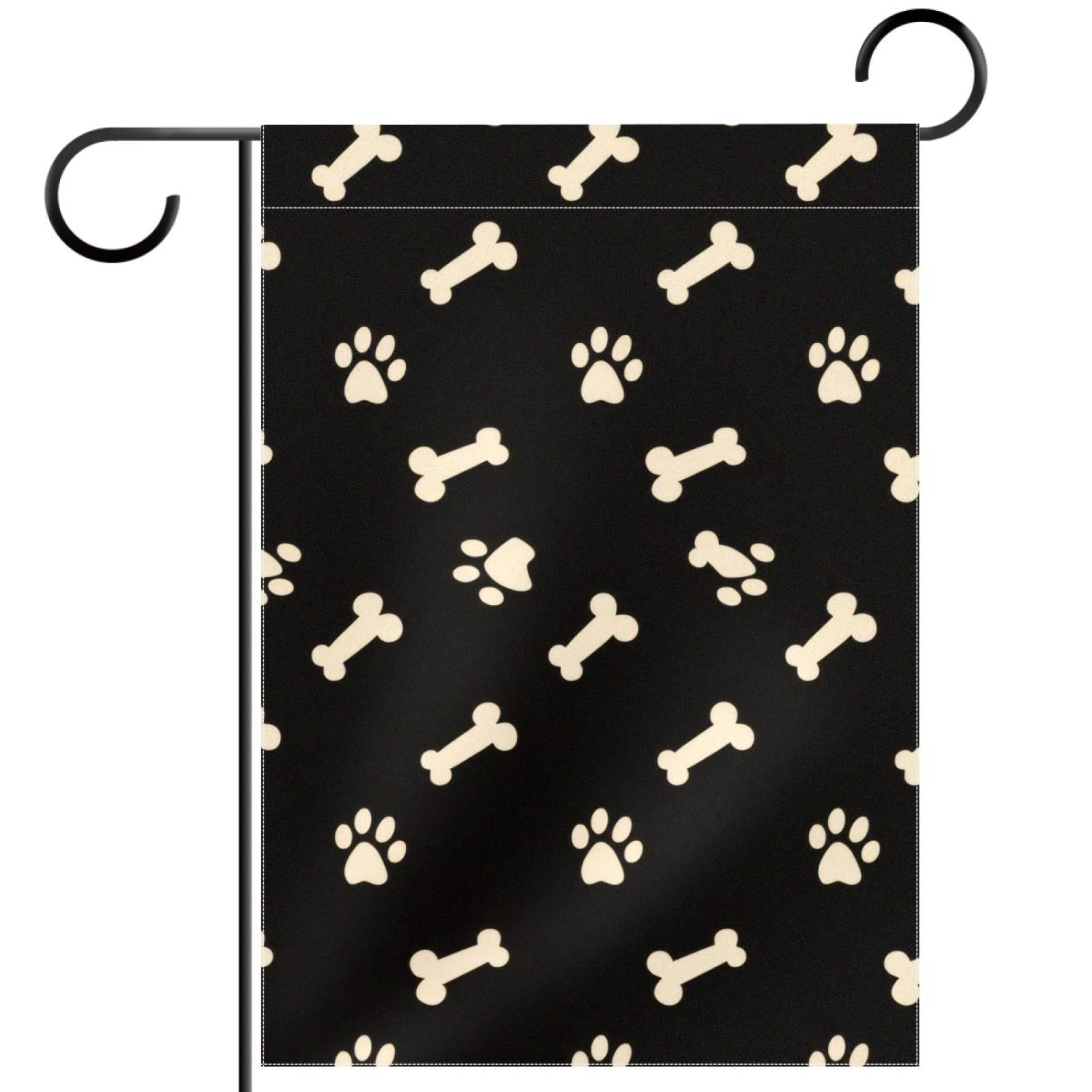 Bone and Dog Paw Pattern Welcome Garden Flags, 12 x 18 Inch Double ...